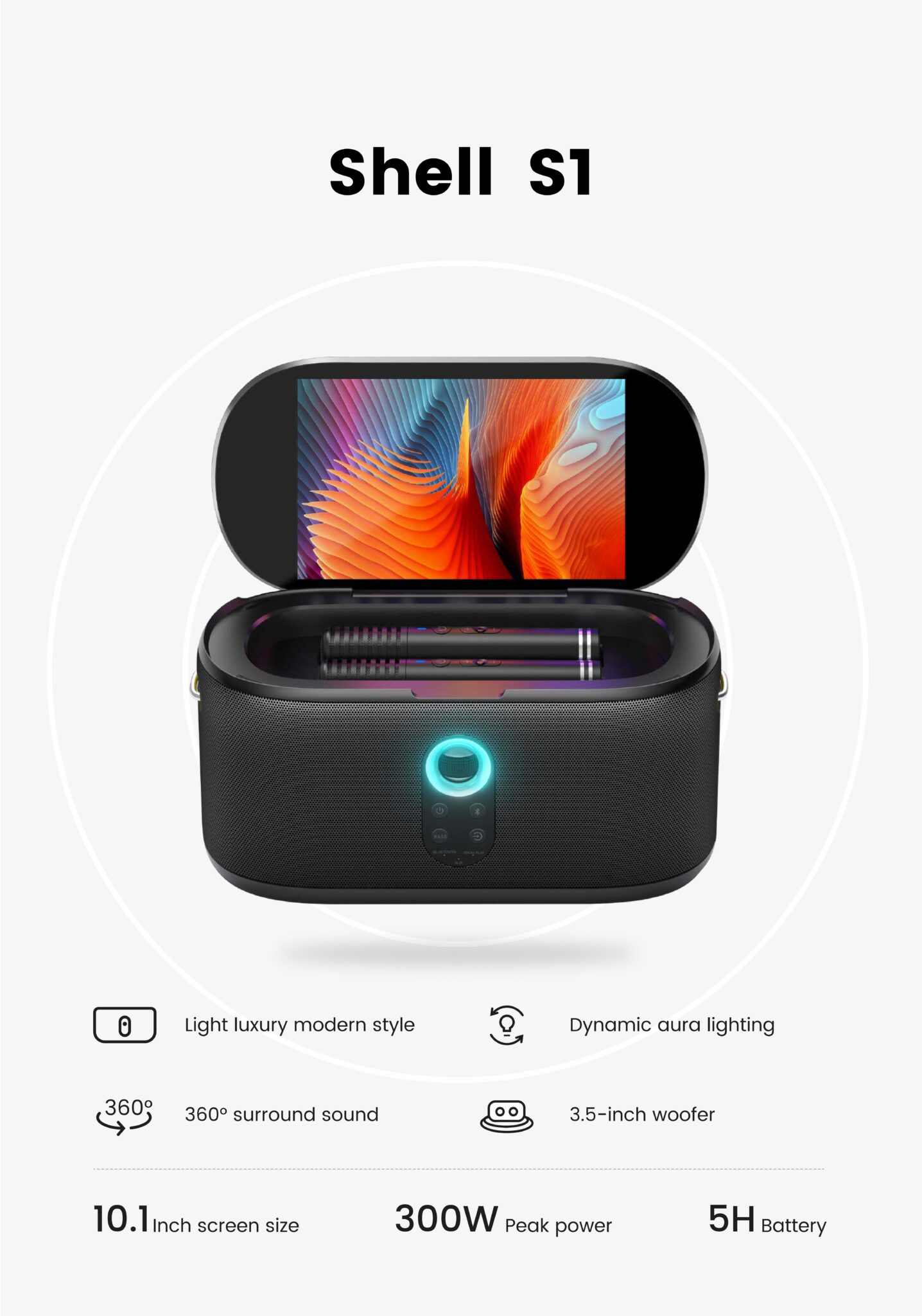 Ikarao Shell S1 Portable 300W Karaoke Machine 10” Lyrics Display - West ...